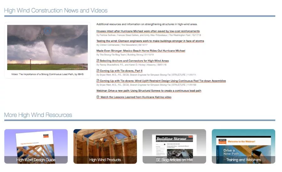 Simpson Strong-Tie Launches High-Wind Construction Resource Center ...
